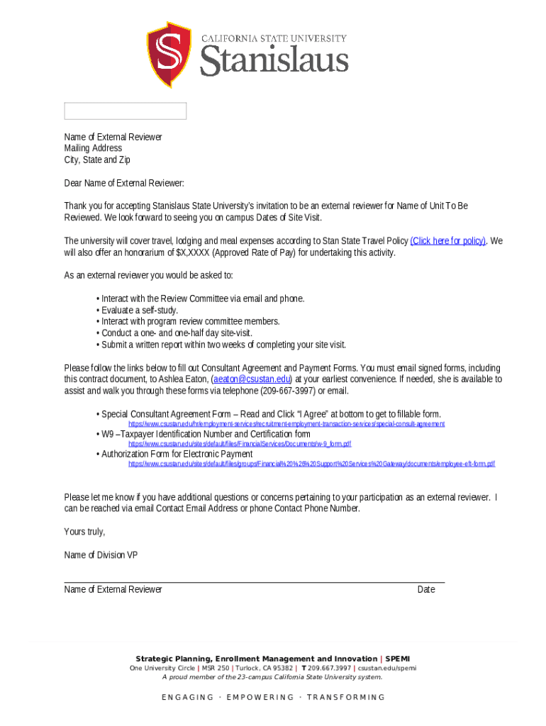 Sample Letter for External Reviewers of New Academic ... Doc Template ...