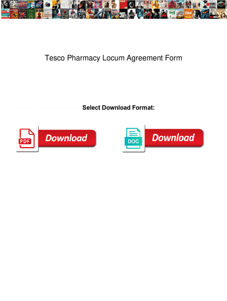 Fillable Online Tesco Pharmacy Locum Agreement Form. Tesco Pharmacy ...