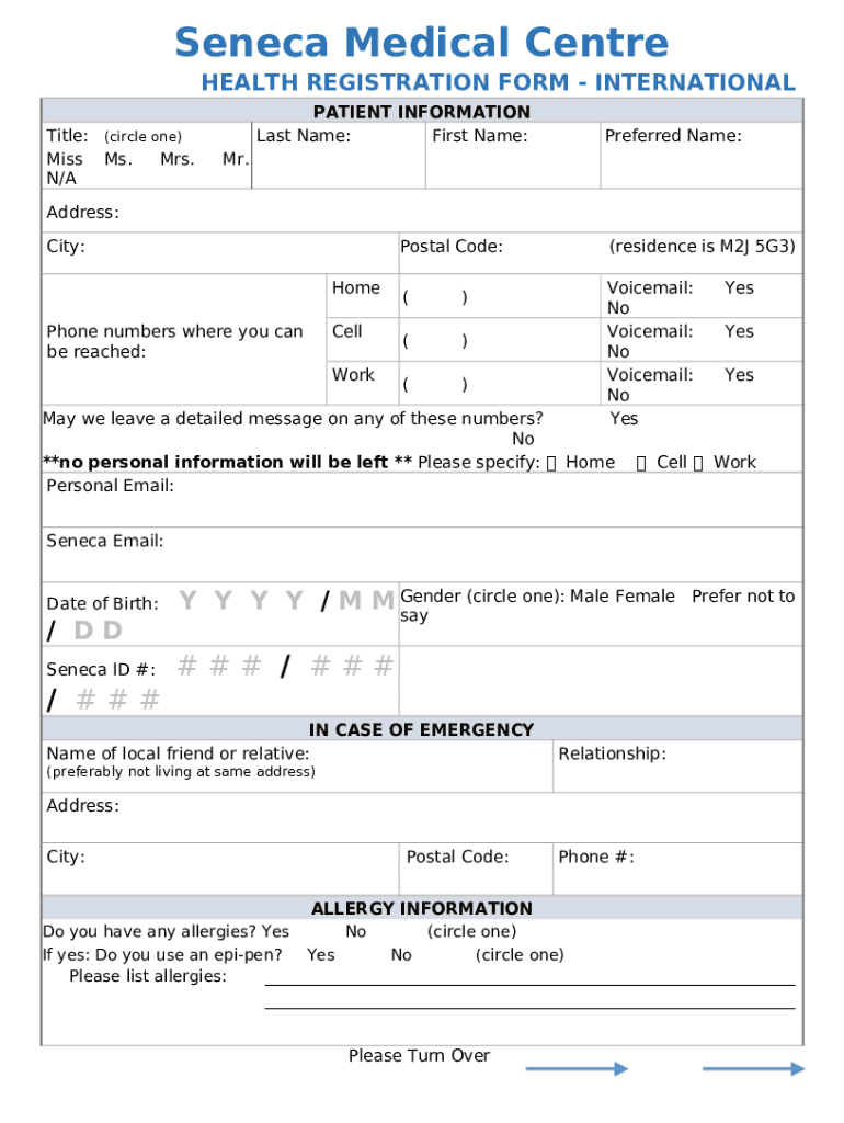 Seneca's Medical completed by the student's physician Doc Template ...