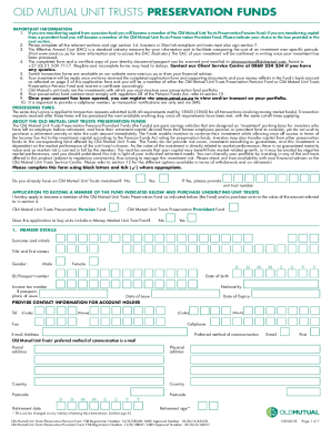 Fillable Online Old Mutual Preservation Funds application form Fax ...