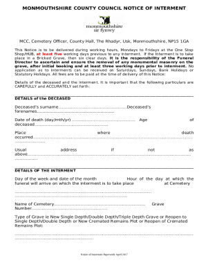 exclusive rights to burial (erb) applicant/s Doc Template | pdfFiller