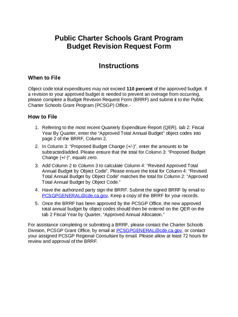 PCSGP Budget Revision Request - Charter Schools (CA Dept of Education ...