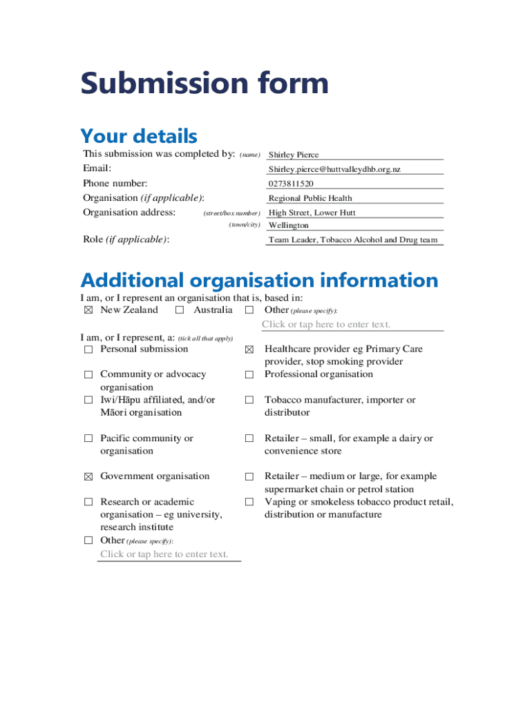 Fillable Online Submission form - Regional Public Health Fax Email Print - pdfFiller