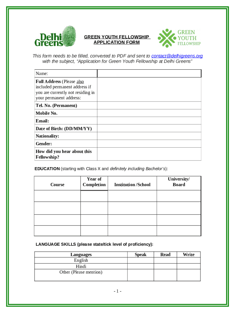 gyf-application-.doc - GREEN YOUTH FELLOWSHIP... Doc Template | pdfFiller