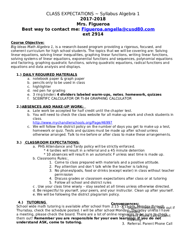 CLASS EXPECTATIONS Doc Template | pdfFiller