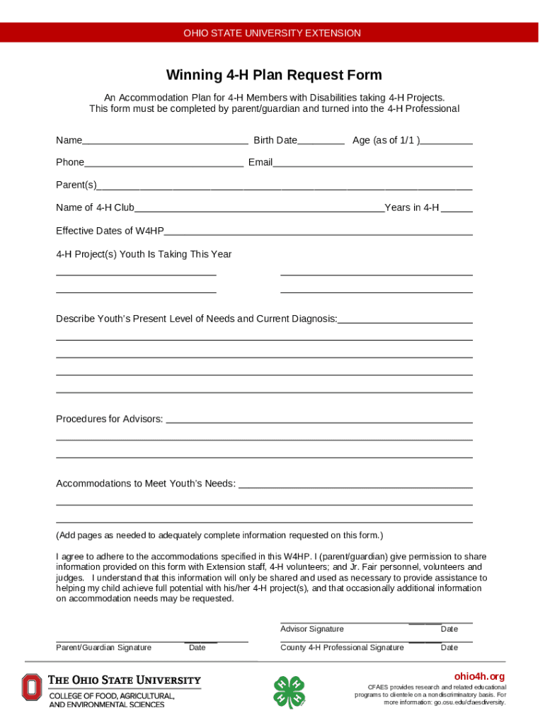 Winning 4-H Plan Request - Morrow County - vanwert osu Doc Template ...