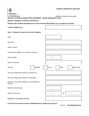Medal Office Application Doc Template | pdfFiller