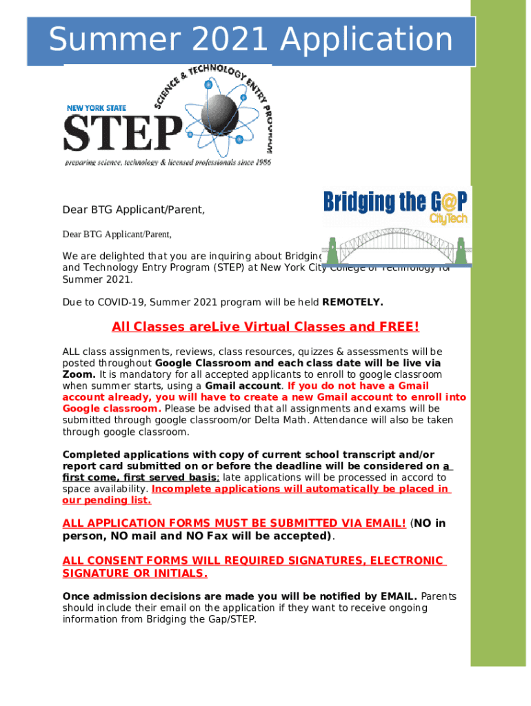 BTG-STEP-Summer-2017-Application-.pdf Doc Template | pdfFiller