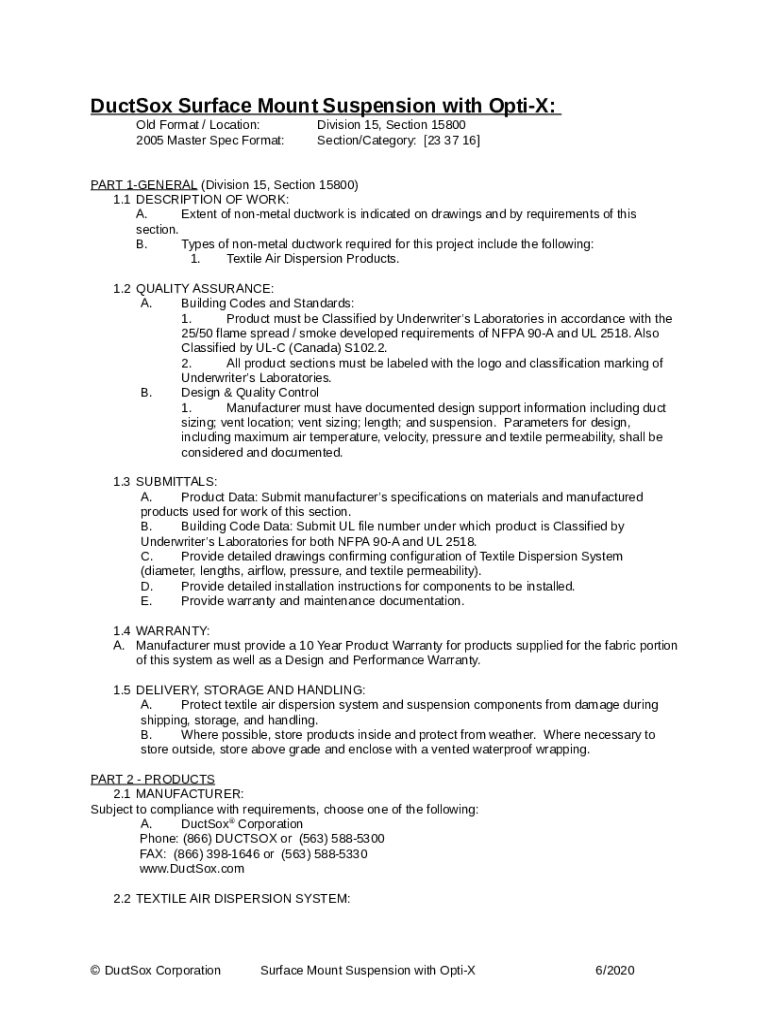 DuctSox: Fabric Ductwork & Fabric Ducting Systems Doc Template | pdfFiller