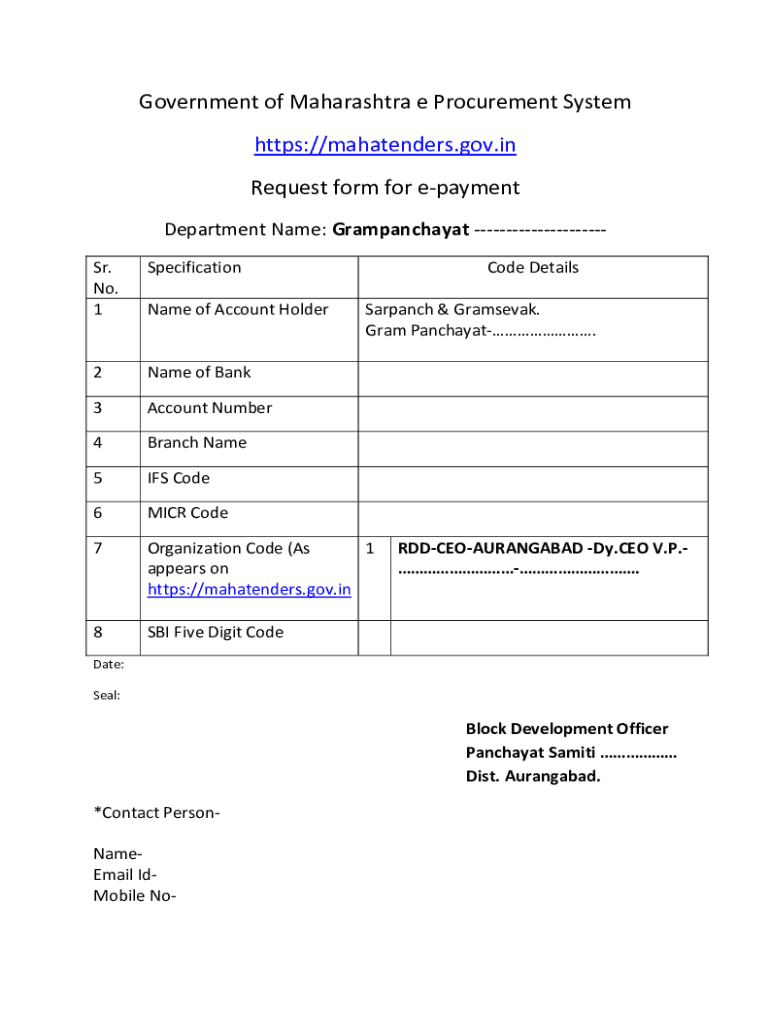 Fillable Online Epayment Mapping request form sent2 all Nodal officers ...
