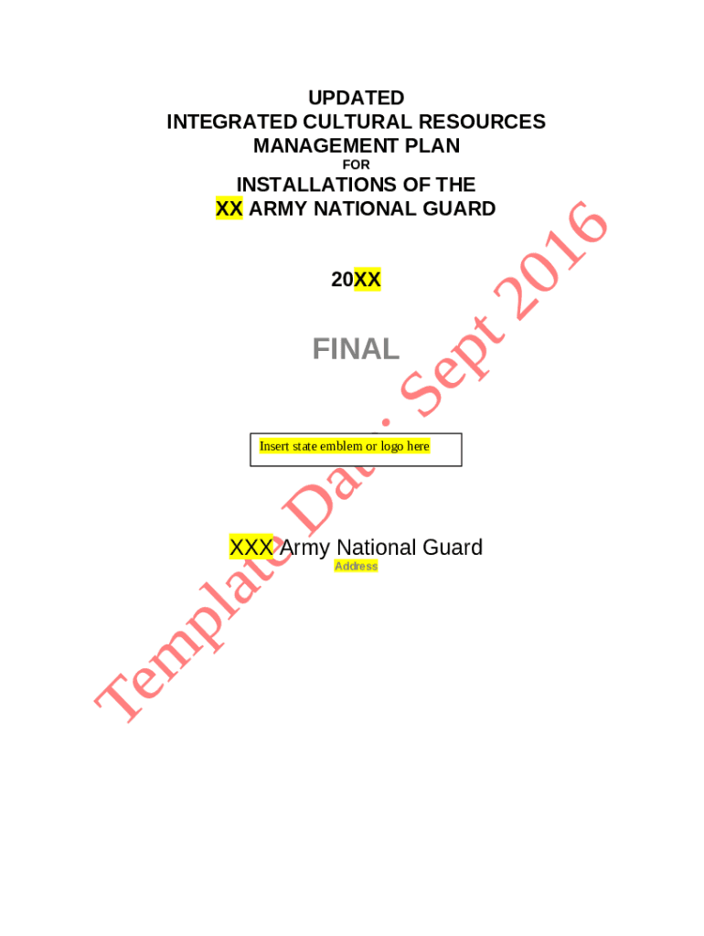 INTEGRATED CULTURAL RESOURCES MANAGEMENT PLAN TEMPLATE Doc Template ...