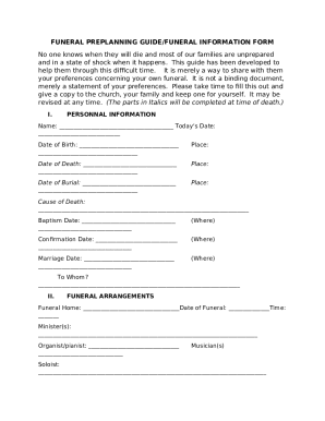 Funeral Ination - Amazon AWS Doc Template | pdfFiller