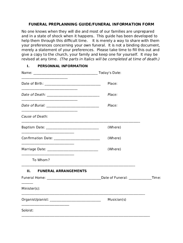 Funeral Ination - Amazon AWS Doc Template | pdfFiller
