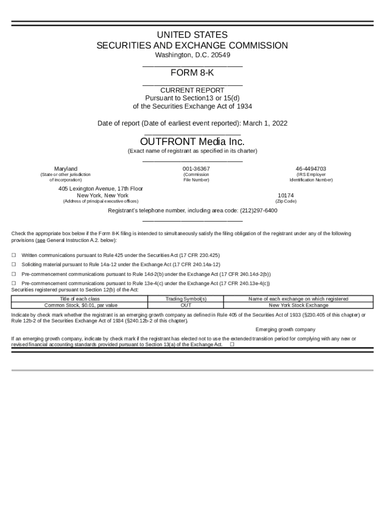 OUTFRONT Media Inc. (. EDGAR Online Pro Doc Template | pdfFiller