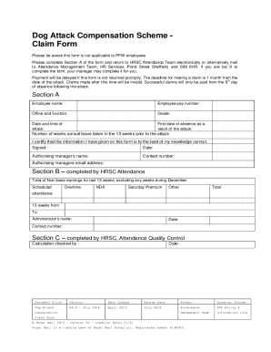 Fillable Online Dog Attack Compensation Scheme - Claim Form - Union ...