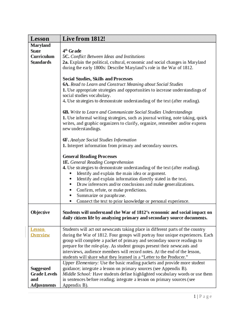 State Standards and Frameworks in Social Studies Doc Template | pdfFiller