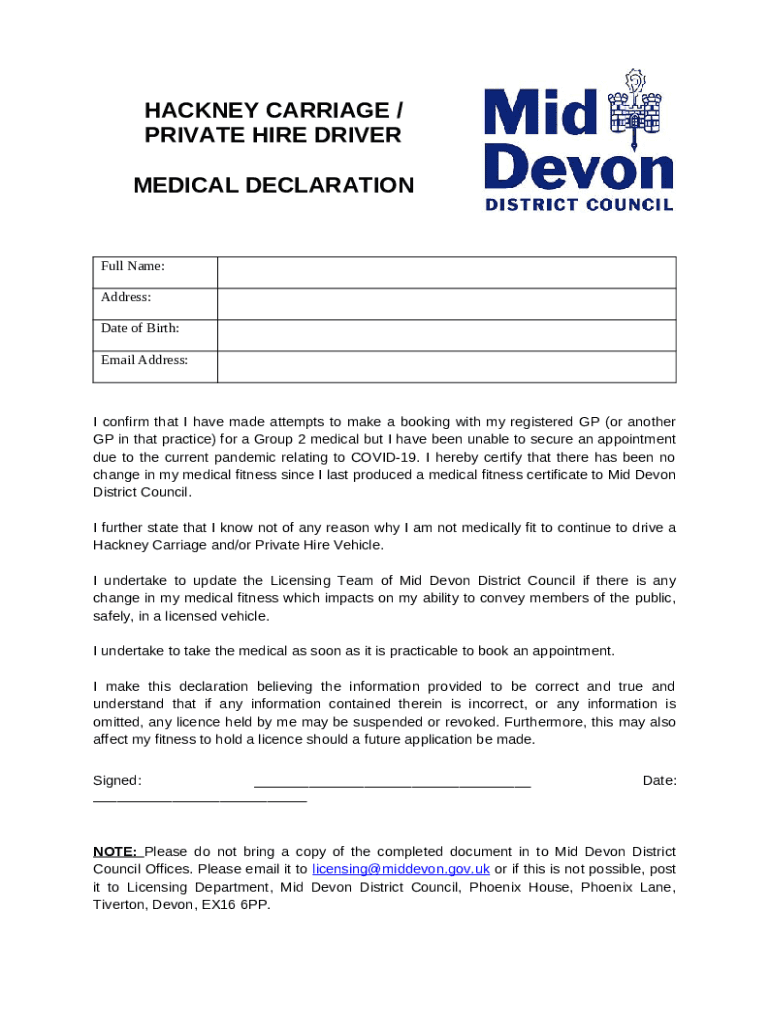 MDDC Medical Declaration Doc Template | pdfFiller
