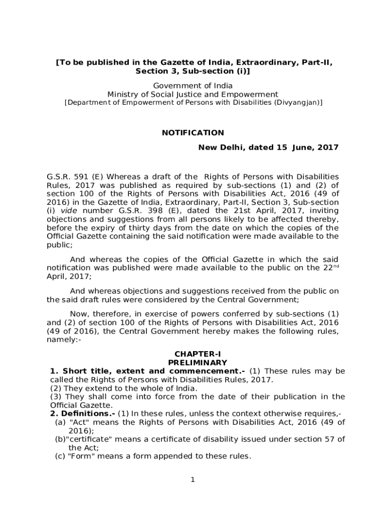 1158 THE GAZETTE OF INDIA - Department of Social Welfare Doc Template | pdfFiller