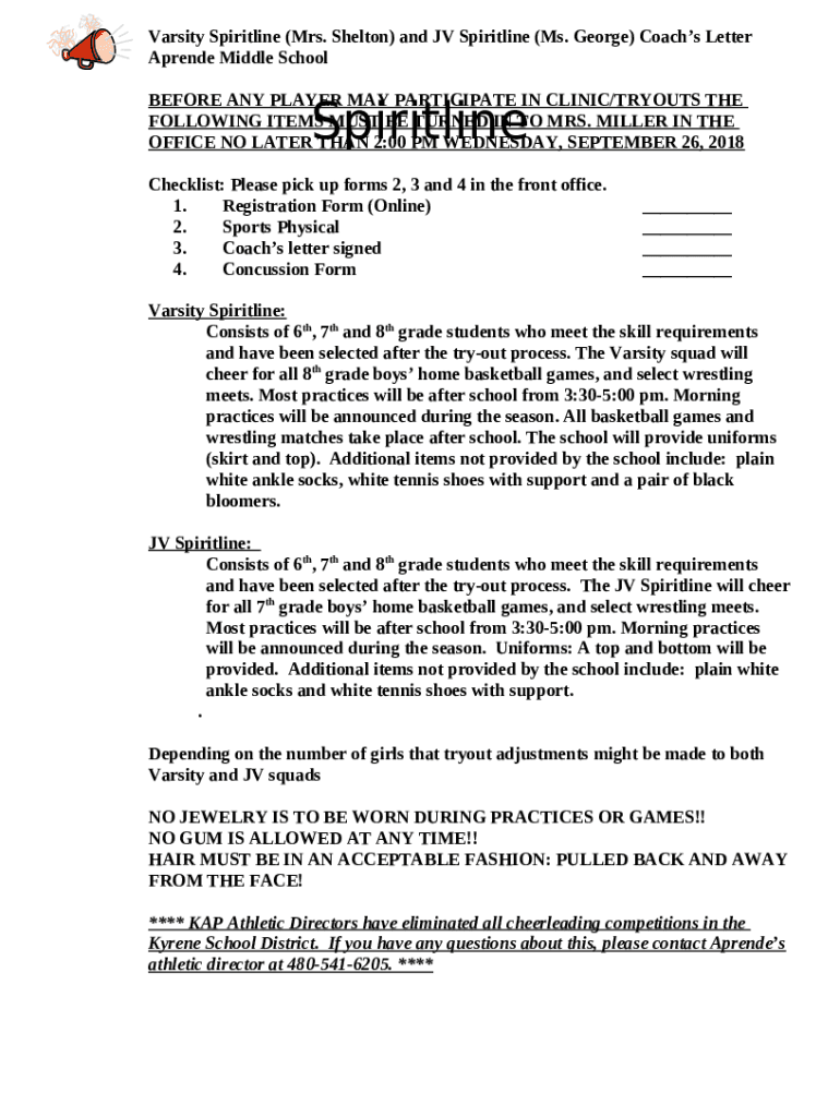Varsity Spiritline (Mrs Doc Template | pdfFiller