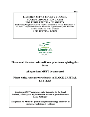 Fillable Online limerick city & county council housing adaptation grant ...