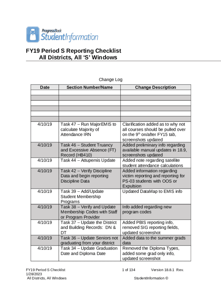 FY19 Period S Reporting Checklist All Districts, All 'S ... - MVECA Doc ...