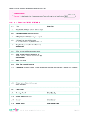 Fillable Online APPLICATION FORM - Nomad Residence Permit Fax Email ...