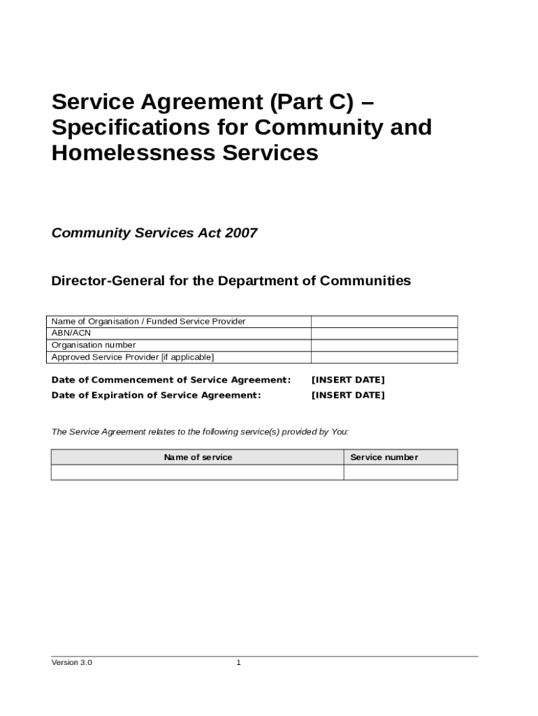 Service Agreement (Part C)-Specificagtions for Community and ...