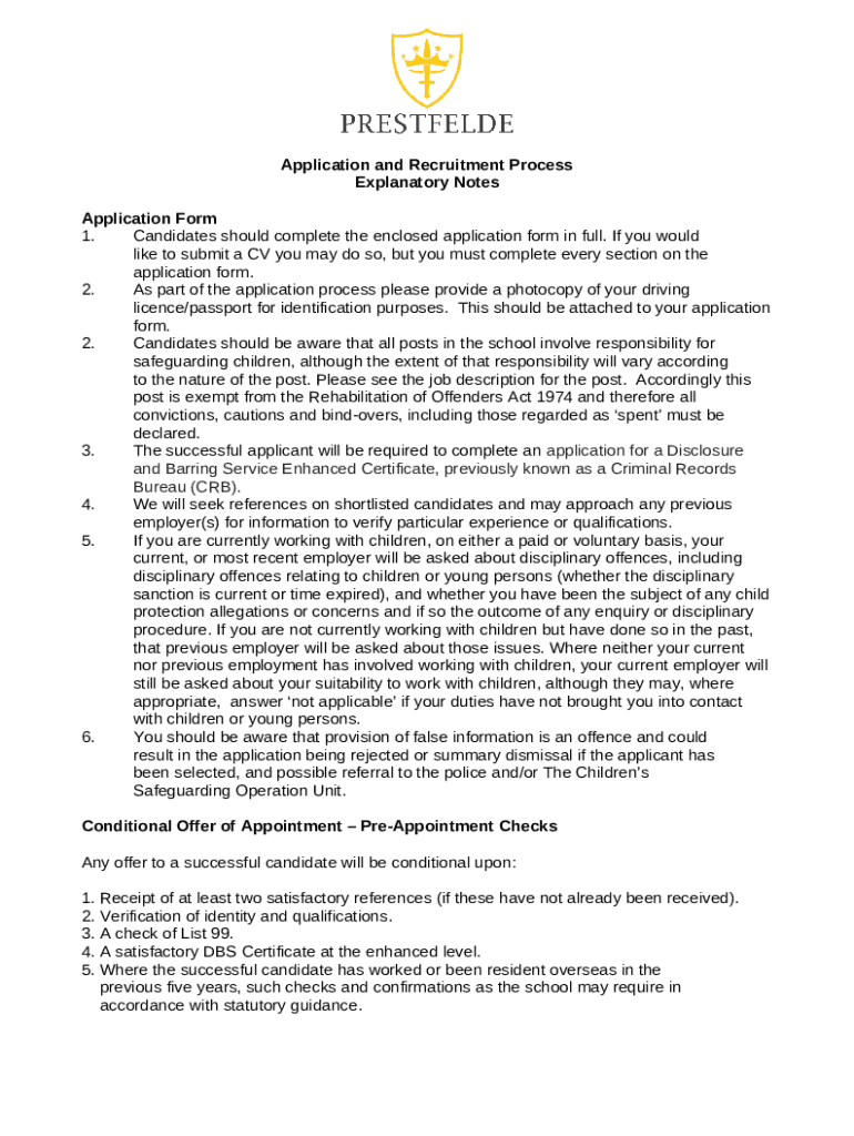 application and recruitment process explanatory notes Doc Template ...