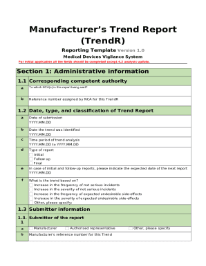 Manufacturer's Trend Report (TrendR) Reporting Template Doc Template ...
