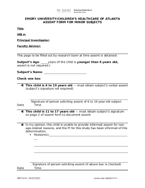 s and Templates - Emory IRB Doc Template | pdfFiller