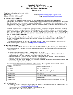 SPANISH III CURRICULUM GUIDE - Seneca High School Doc Template | pdfFiller