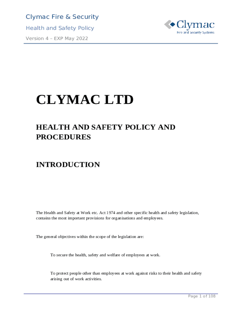 clymac ltd health and safety policy and procedures introduction ...