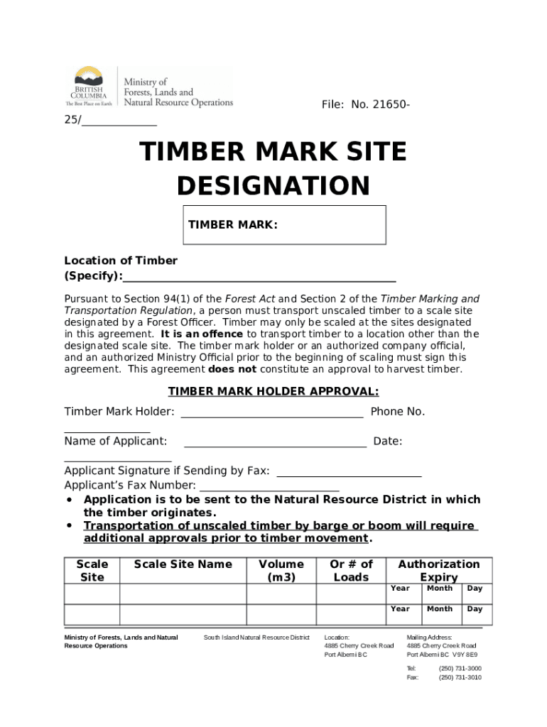 Timber Mark Application - Ministry of Forests - Yumpu Doc Template ...