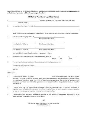 Fillable Online millergrovehs dekalb k12 ga NOTARIZED AFFIDAVIT OF RESIDENCE FORM DOE Rule ...