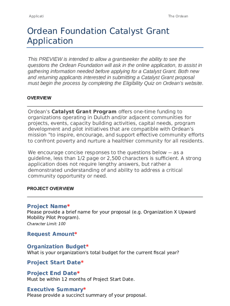 Preview Application - Ordean Foundation Doc Template | pdfFiller