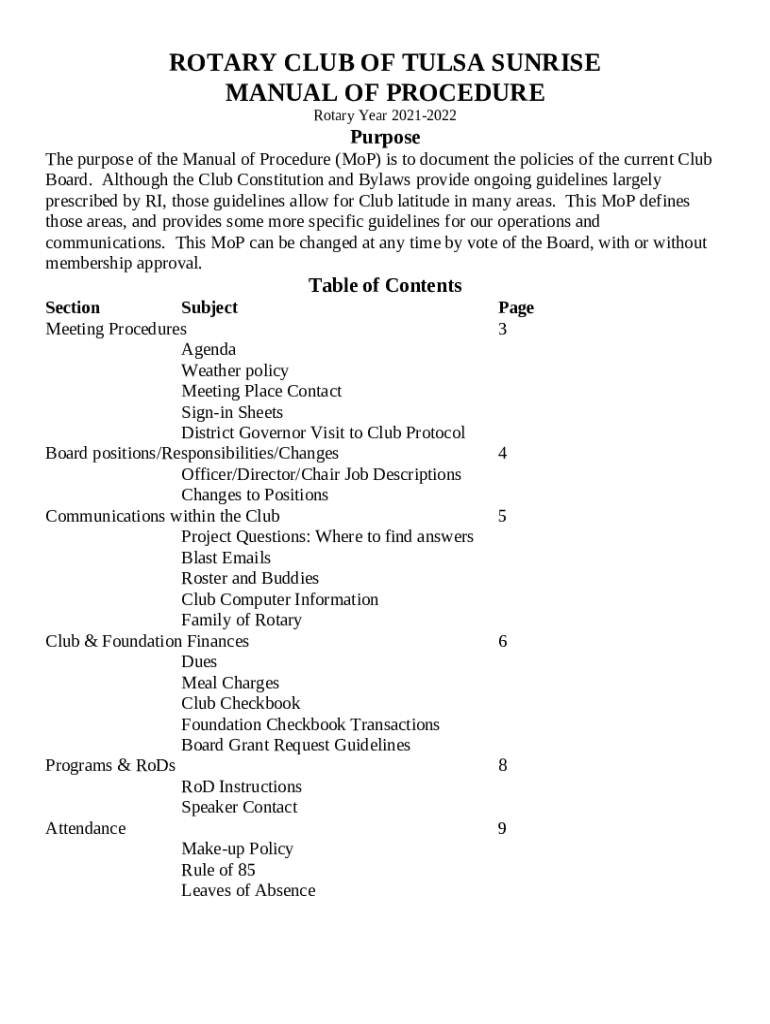 rotary club of tulsa sunrise manual of procedure - DACdb.com Doc ...
