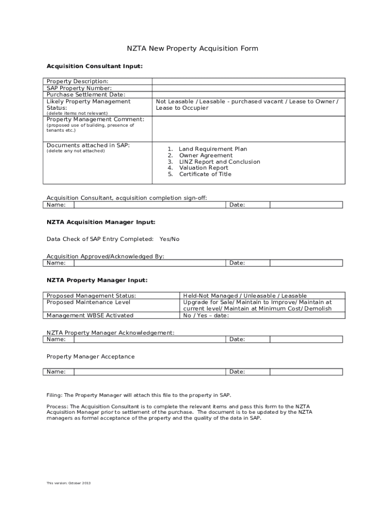 Property Acquisition Notification - Oct 13. New Property Communication ...