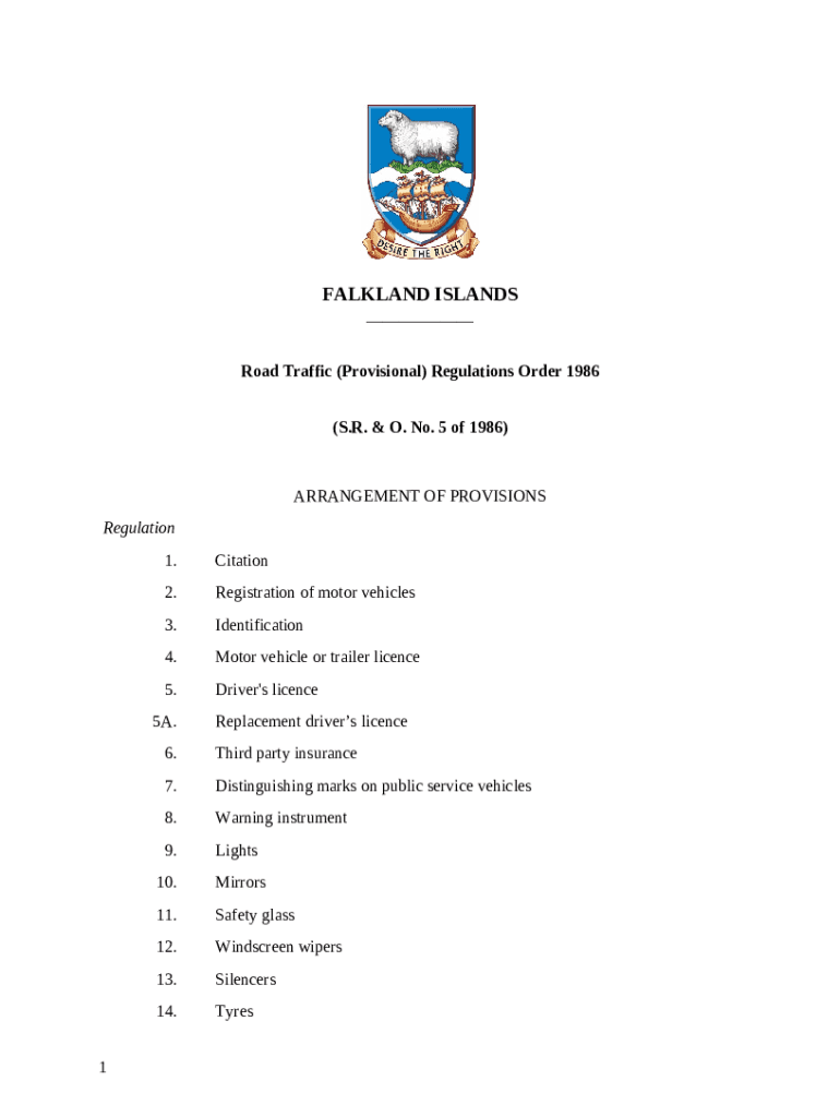 ROAD TRAFFIC (PROVISIONAL) REGULATIONS ORDER Doc Template | pdfFiller