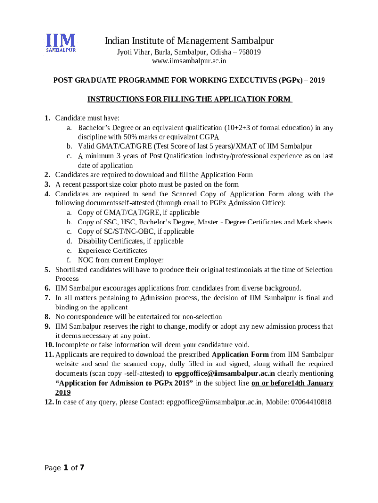 Admission Open For IIM Sambalpur PGPx, Post Graduate ... Doc Template ...