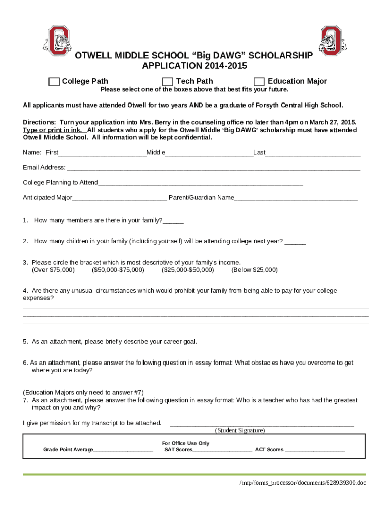 FCHS COMMON APPLICATION - Forsyth County Schools Doc Template | pdfFiller