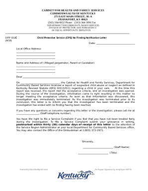 Child Protective Service (CPS) No Finding Notification Letter Doc ...