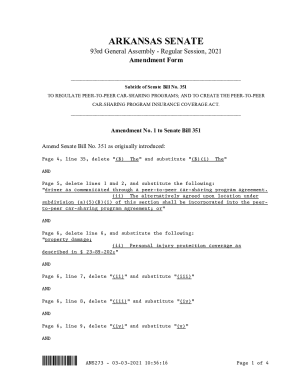 Fillable Online SB351 Bill Information - Arkansas State Legislature Fax ...