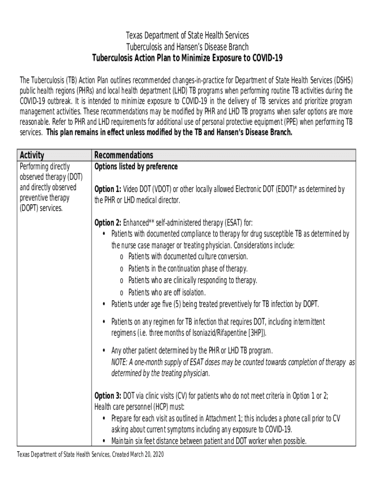 Word version of the Texas Tuberculosis Action Plan to ... Doc Template ...