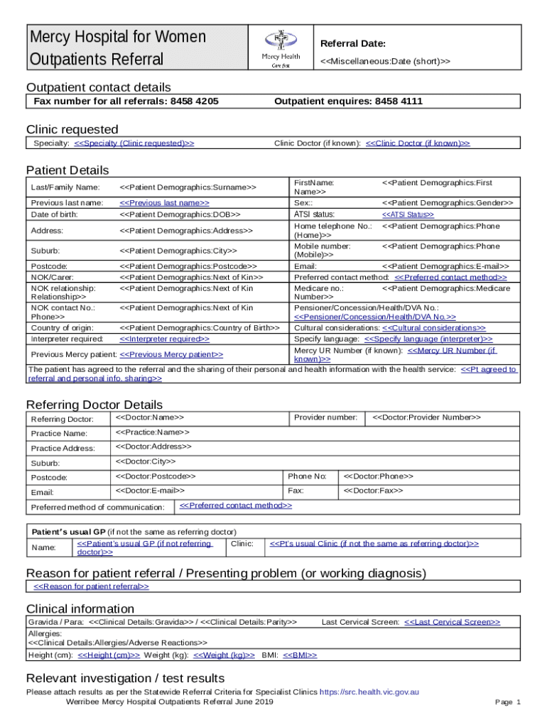 Referral contact details - Mercy Health Services Doc Template | pdfFiller