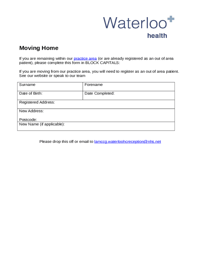 Out of Area Registration The Caversham Group Practice Doc Template ...