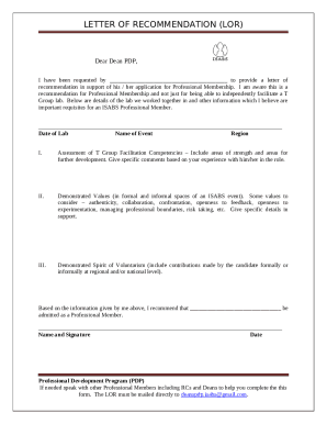 LETTER OF RECOMMENDATION (LOR) Doc Template | pdfFiller