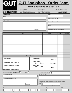 Fillable Online Order Form - QUT Bookshop Fax Email Print - pdfFiller
