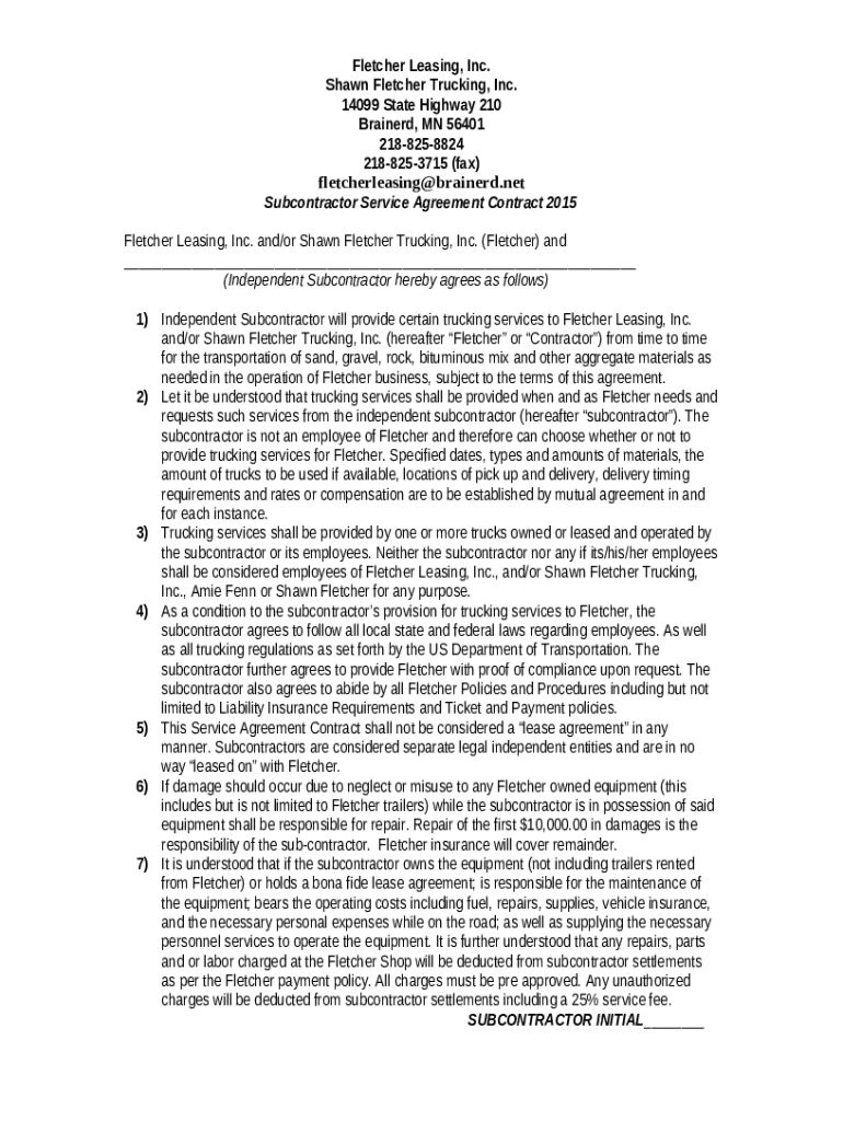 Subcontractors please INITIAL at the bottom of each page Doc Template ...