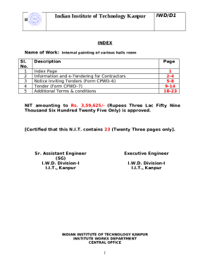 NOTICE INVITING TENDER for E-TENDERING (CPWD-6) Doc Template | pdfFiller