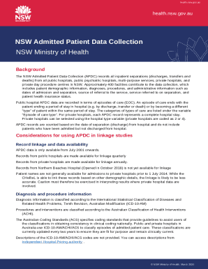 NSW Health Department, Admitted Patient Data Collection Doc Template ...
